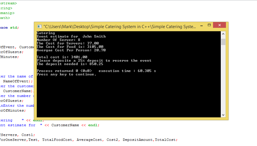 Simple Catering System in C++ Free Source Code | SourceCodester